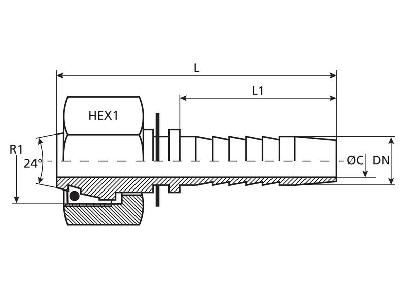 Dicsa Metric 24° Hose Insert 5/8'' x M26 x 1.5 (18L) Female Thread ...