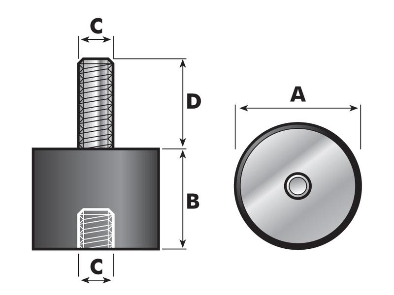 Rubber Damper - Bolt to Taper, Ø50mm.