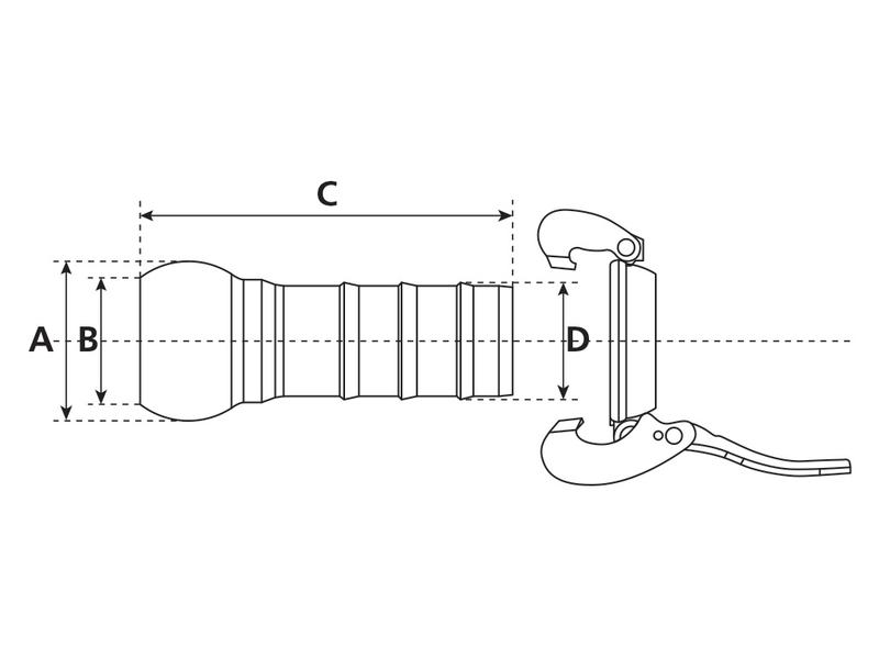 Coupling with Hose End - Male 4'' (108mm) x4'' (102mm) (Galvanised)
