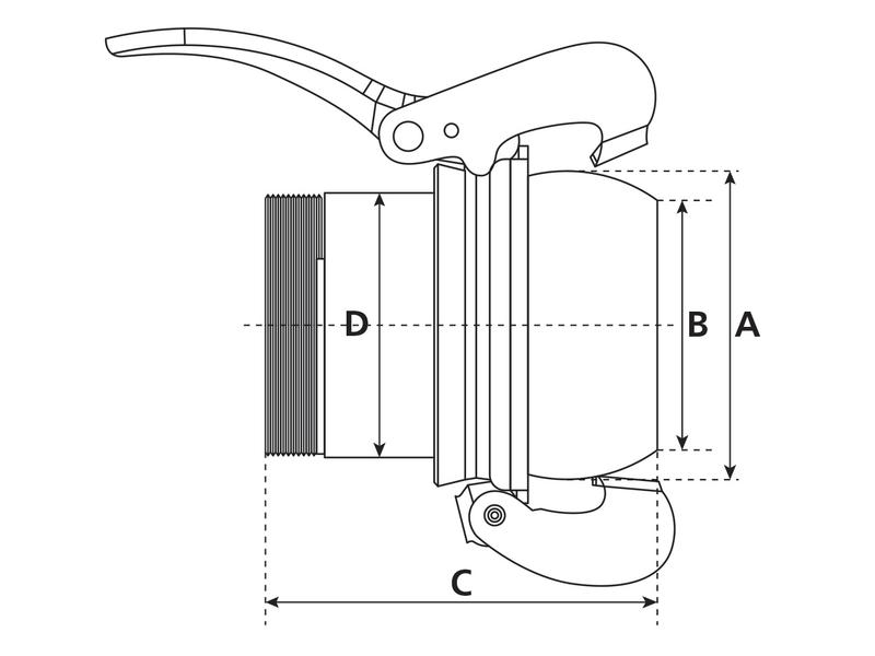 Coupling with Threaded End - Male 4'' (108mm) x 4'' BSPT (Galvanised)