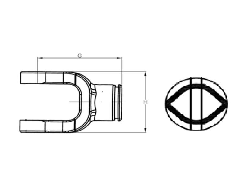 PTO Tube Yoke (U/J Size: 27 x 70mm) Profile: Lemon, Size: 48 x 41 x 3mm ...
