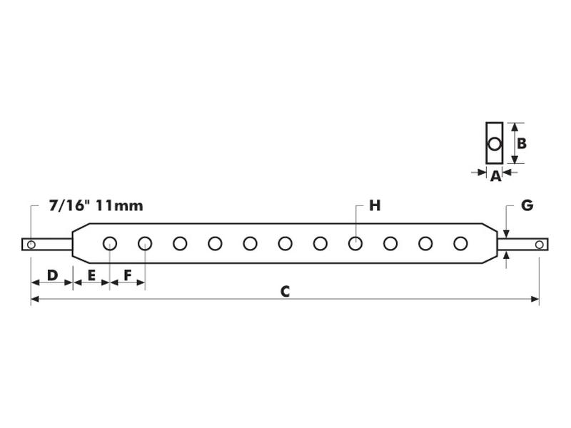 Flat Drawbar (Cat. 2 (Ø28mm)) No. holes: 13, 933mm
