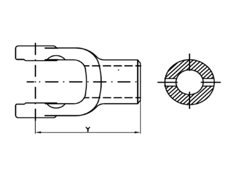 PTO Yoke - Pinhole Yoke (U/J Size: 22 x 54.8mm) Bore Ø30mm, Pin Ø: 10mm.