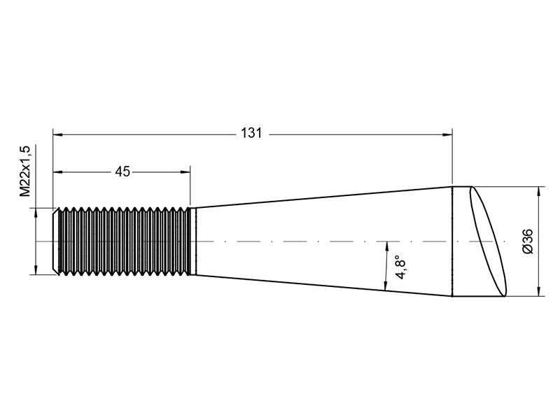 Loader Tine - Cranked 810mm, Thread size: M22 x 1.50 (Star)