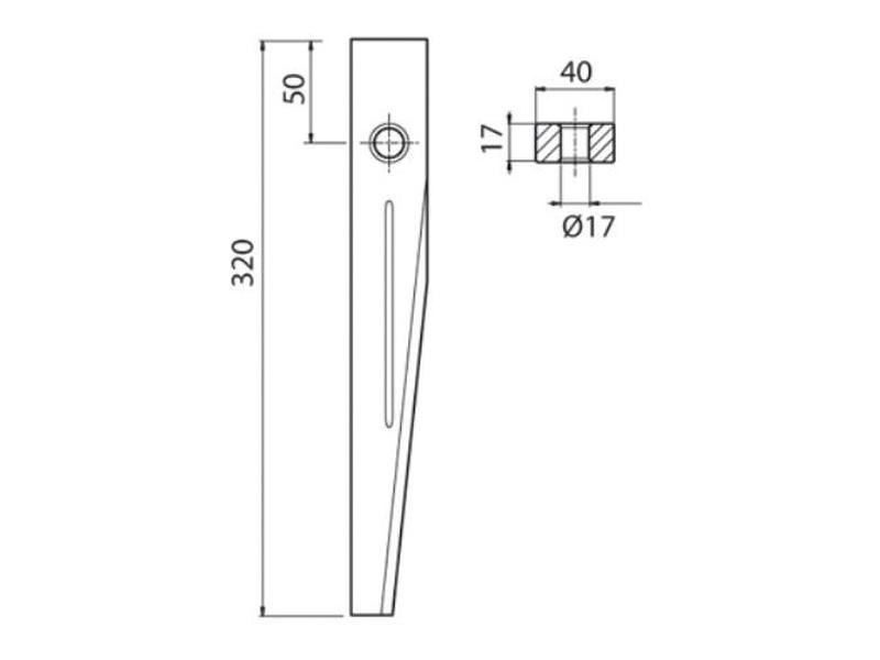 Power Harrow Tine 320mm. Replacement for Kuhn