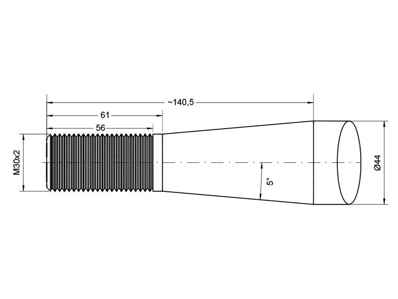 Loader Tine - Straight 830mm, Thread size: M30 x 2.00 (Square)